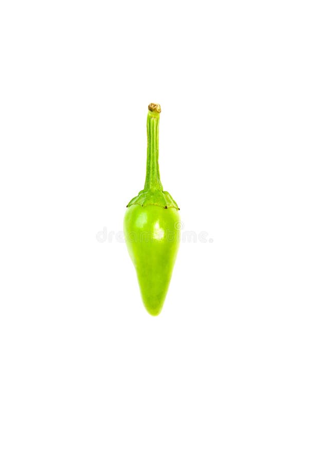 One Ripe Green Chilli Peppers on White Stock Image - Image of bitter ...