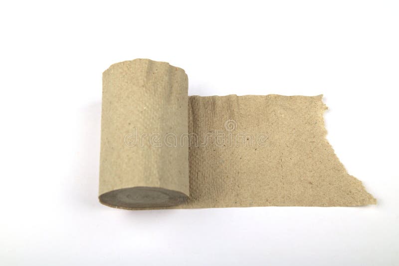 One Roll of Gray Toilet Paper Unfolded on a White Background Stock ...