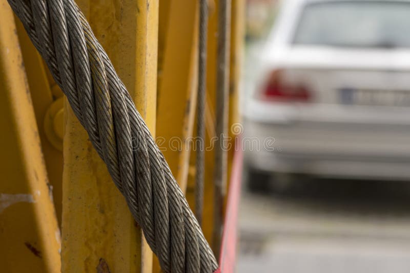 A Thick Steel Rope Braided in a Braid of Many Steel Fibers. Stock Image ...