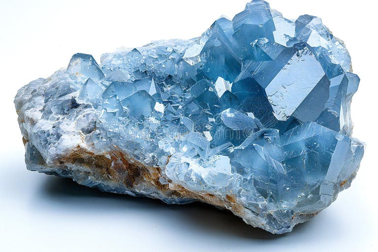 One Rough Light Blue Quartz Stone on a White Background, Isolated with ...