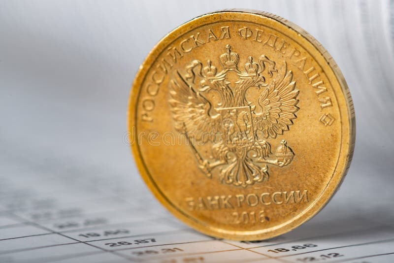 One Ruble Coin on a Summary Table Stock Image - Image of european ...