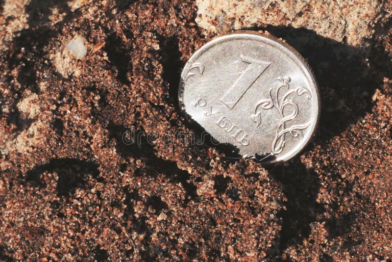 One ruble on the ground. stock photo. Image of roubles - 134714878