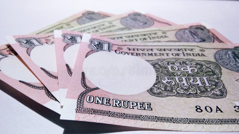 One Rupee Notes Indian Currency. Stock Photo - Image of cash, document ...