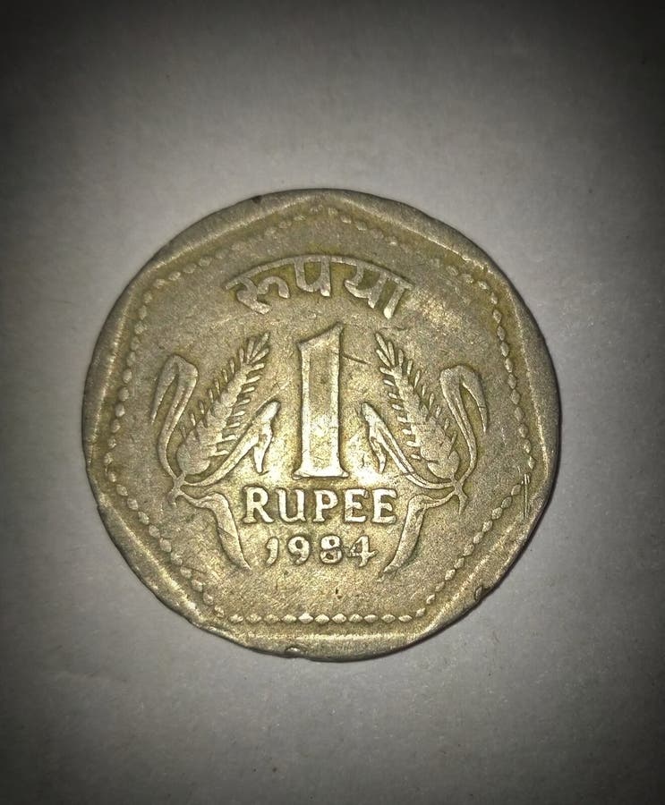 One rupee old ancient coin stock photo. Image of cash - 233293184