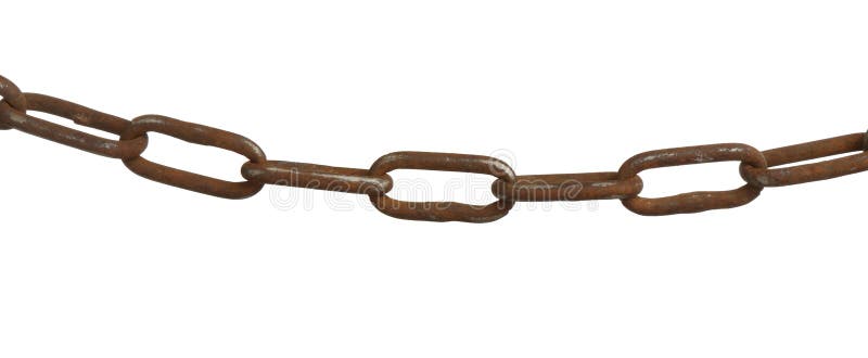 One Rusty Metal Chain Isolated on White Stock Image - Image of long ...
