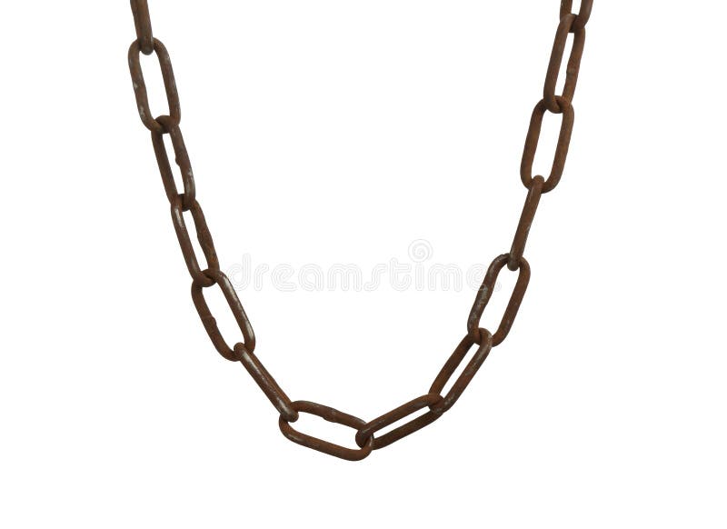 One Rusty Metal Chain Isolated on White Stock Image - Image of ...