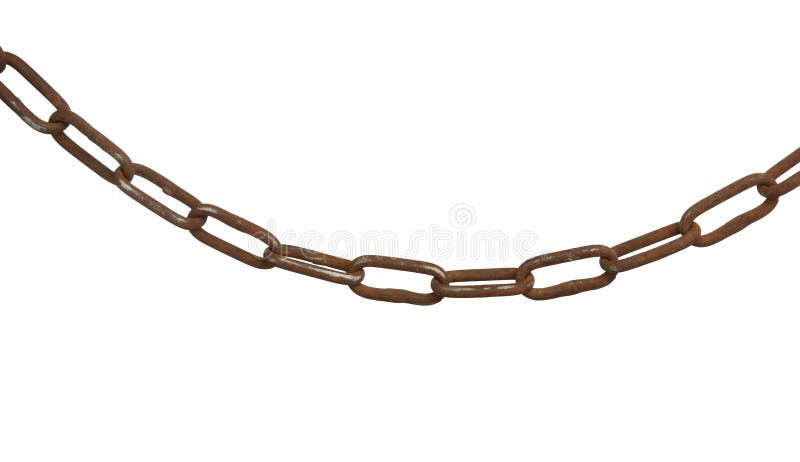 One Rusty Metal Chain Isolated on White Stock Photo - Image of straight ...