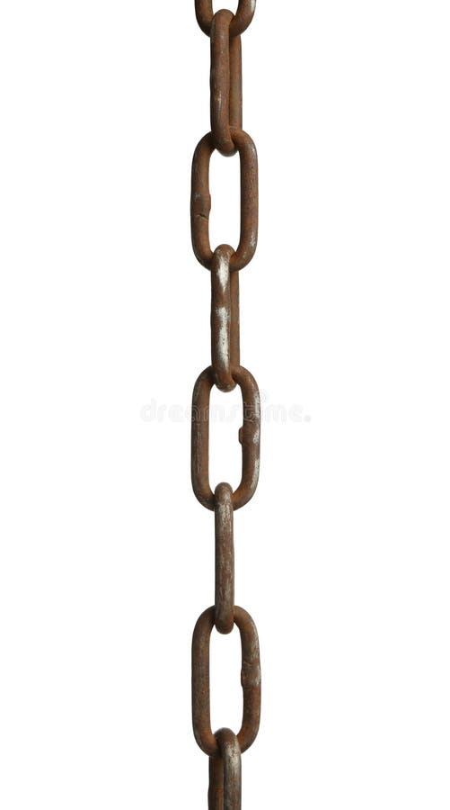 One Rusty Metal Chain Isolated on White Stock Photo - Image of straight ...