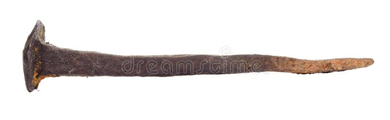 One Rusty Old Big Nail On White Background. Royalty Free Stock Image ...