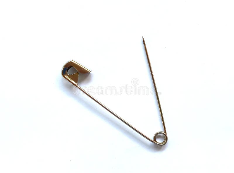 One Safety Pin Isolated on White Background with Copy Space for Text ...