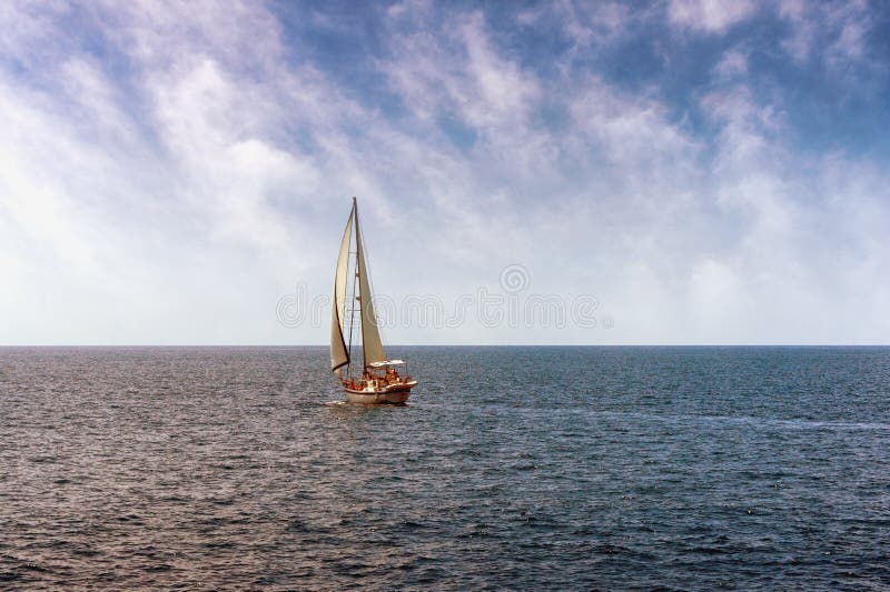 One sailing boat stock photo. Image of trip, float, water - 90560218
