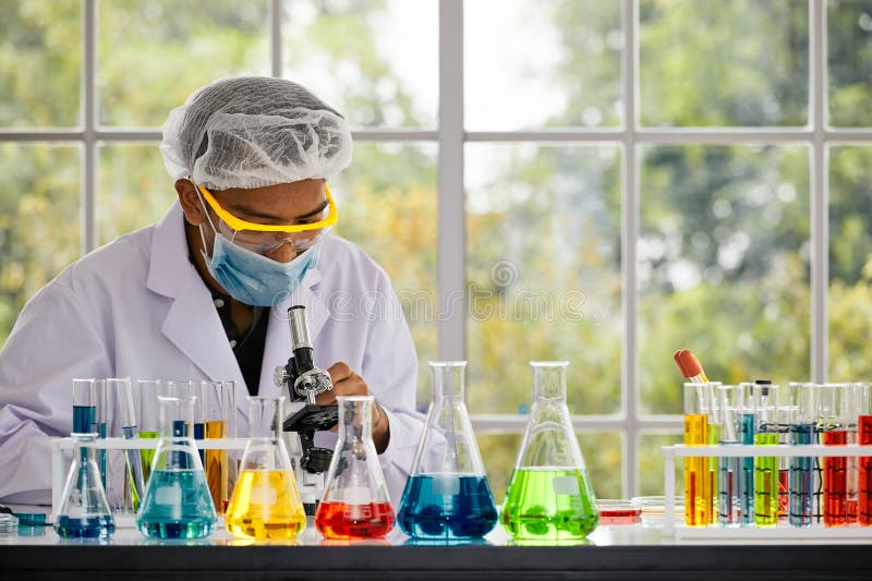 One Scientist Conducting Microscopic Analysis in Lab Precision and ...