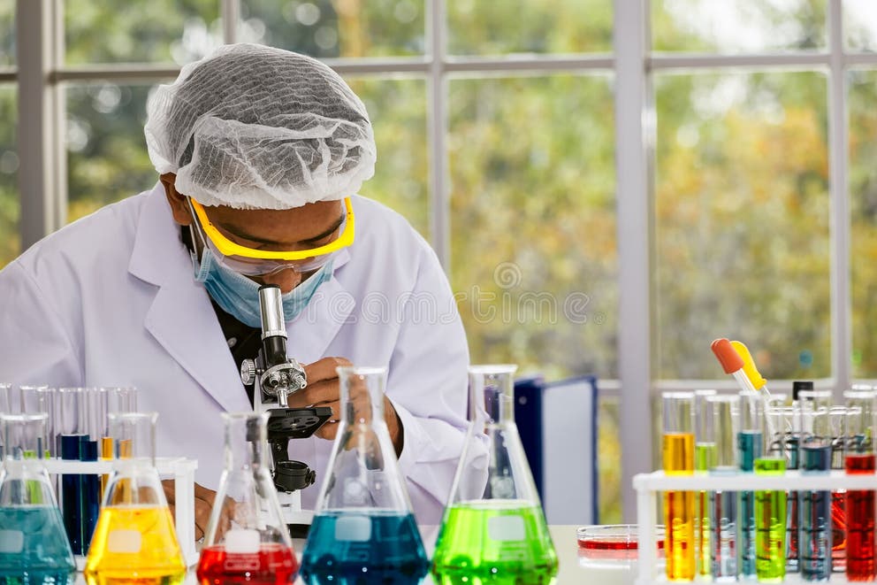 One Scientist Conducting Microscopic Analysis in Lab Precision and ...