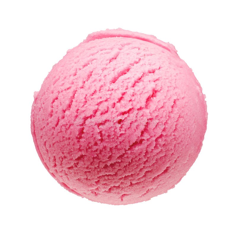 One Scoop of Pink Ice Cream Isolated on White. Top View Stock Image ...