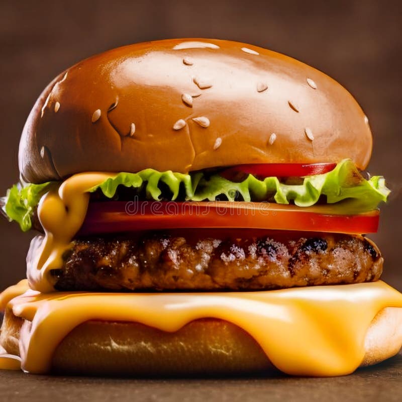 One Serving of Burger with Melted Cheese Stock Illustration ...