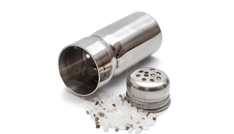 One Shaker with Salt Isolated on White Stock Photo - Image of kitchen ...