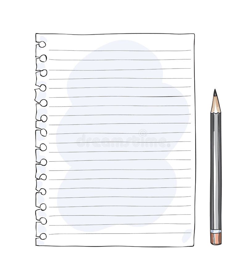 Notebook and Pen Hand Drawn Vector Line Art Illustration Stock Vector ...