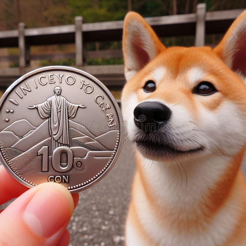 One Shiba INU Coin and Stack of Bitcoins Over Generative Ai for ...