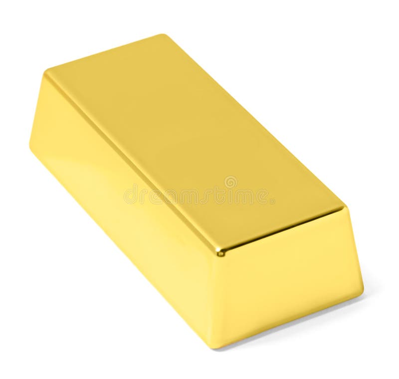 One Shiny Gold Bar Isolated on White Stock Photo - Image of commerce ...