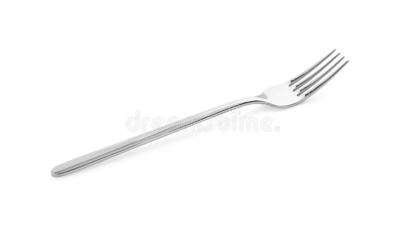 One Shiny Metal Fork Isolated on White Stock Image - Image of simple ...