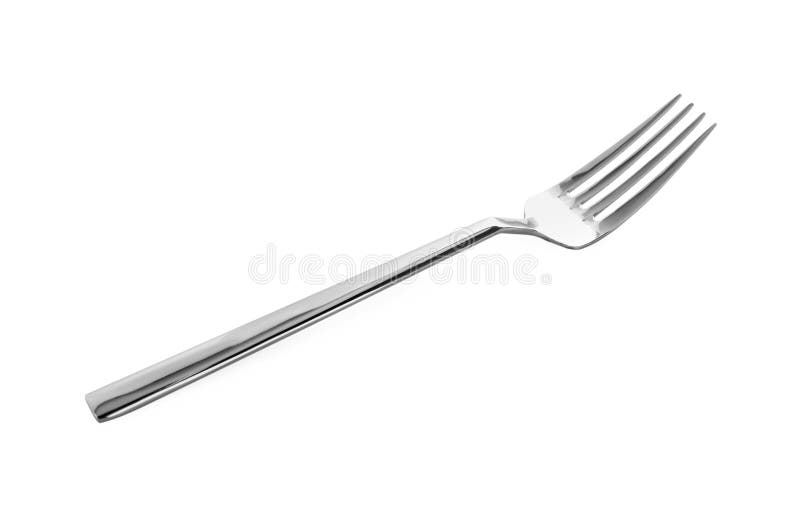 One Shiny Metal Fork Isolated on White Stock Image - Image of ...