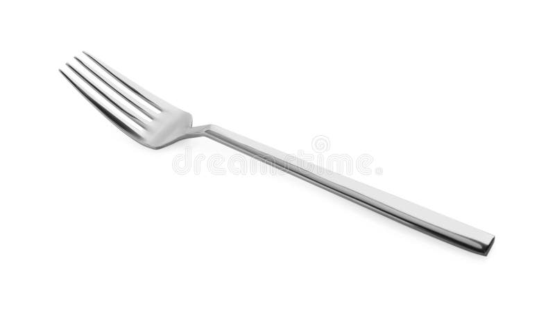 One Shiny Metal Fork Isolated on White Stock Photo - Image of shiny ...
