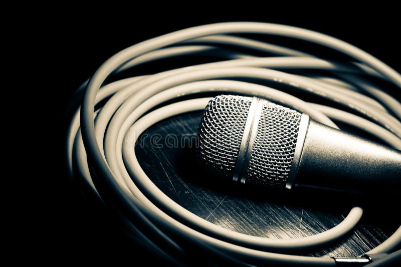 Microphone and whire stock image. Image of cord, chrome - 30092019