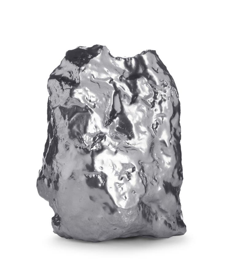 One Shiny Silver Nugget on White Background Stock Photo - Image of ...