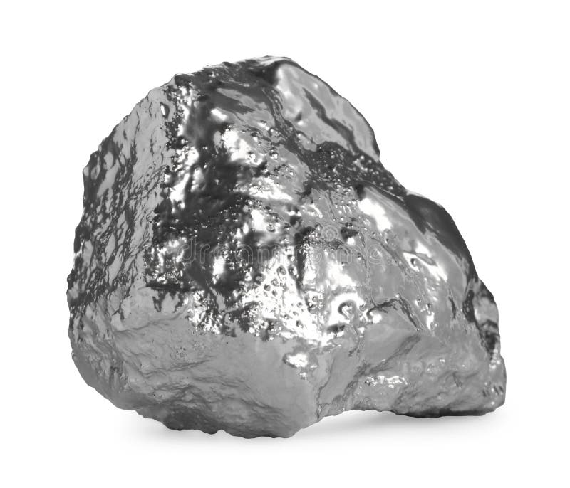 One Shiny Silver Nugget on White Background Stock Image - Image of ...