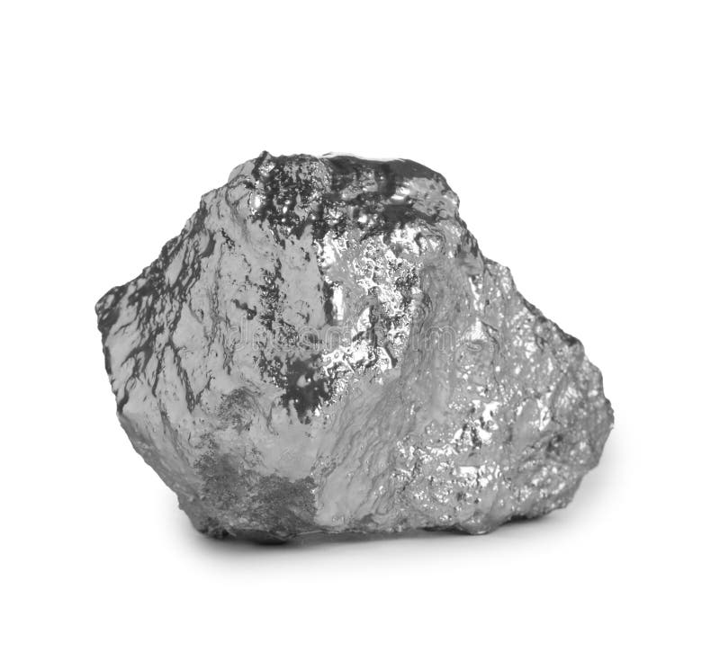 One Shiny Silver Nugget on White Background Stock Photo - Image of rock ...