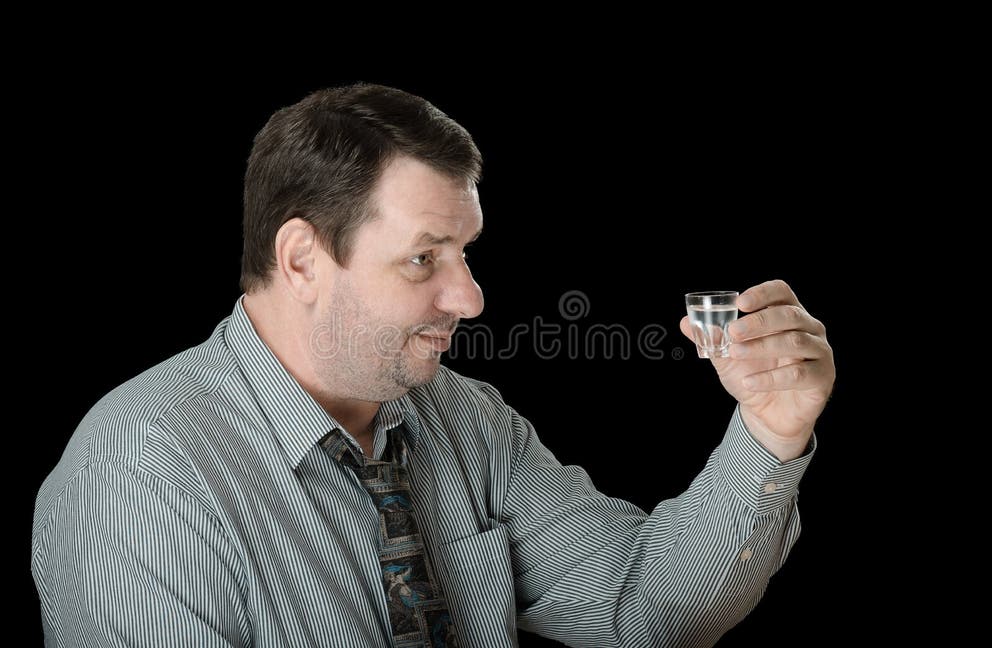 One Shot Vodka in Mans Hand Stock Image - Image of caucasian, hand ...