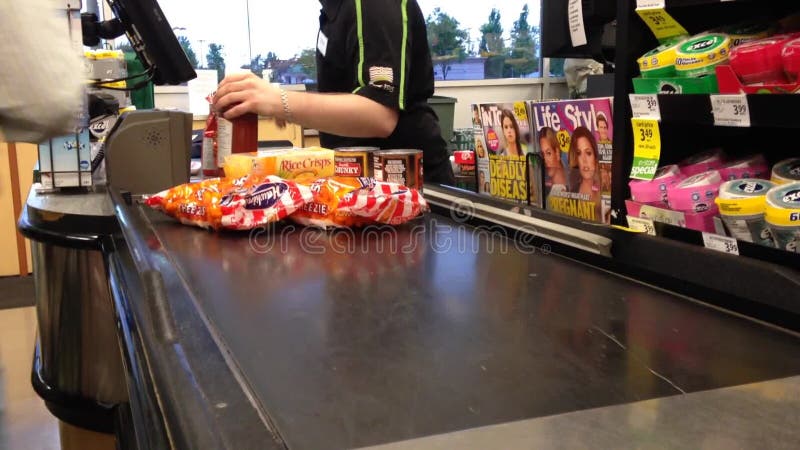 One Side of Check Out Counter Stock Video - Video of counter, industry ...