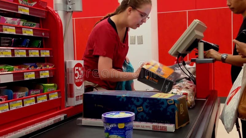 One Side of Check Out Counter Stock Video - Video of service, enjoyment ...