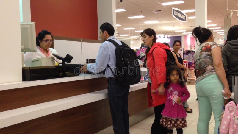 One Side of Customer Line Up for Paying Stuff at Service Counter Inside ...