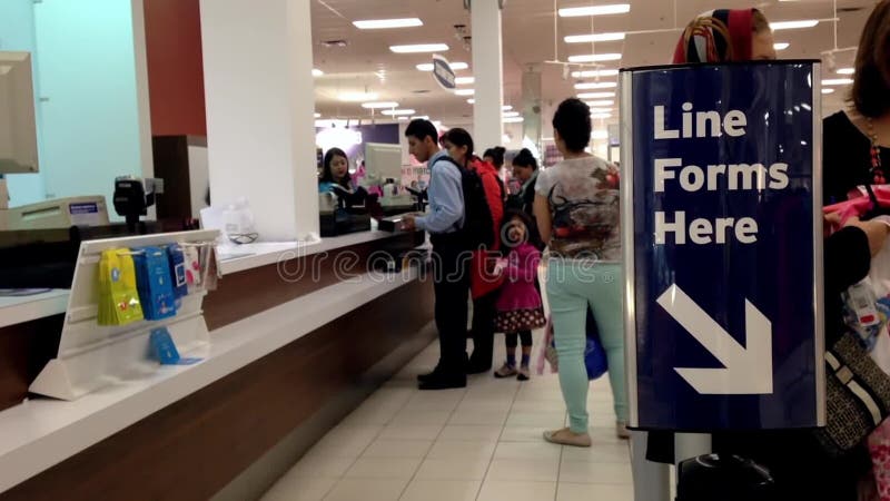 One Side of Customer Line Up for Paying Stuff at Service Counter Inside ...