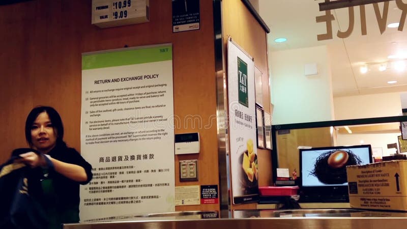 One Side of Customer Line Up for Paying Stuff at Service Counter Inside ...