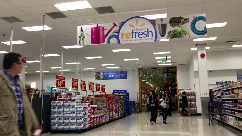 One Side of Mall Entrance in Walmart Store Stock Footage - Video of ...