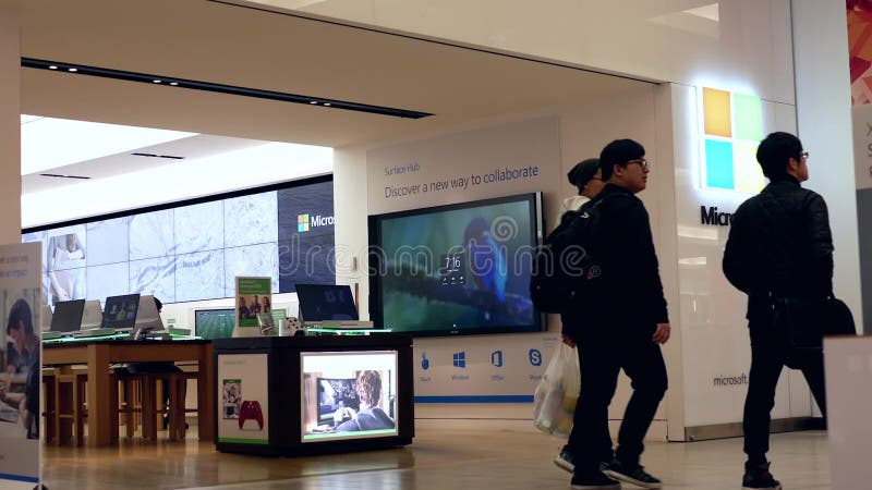 One Side of People Browsing at Microsoft Store Stock Video - Video of ...