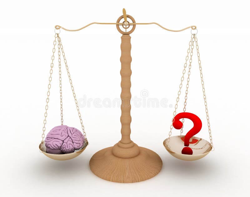 On One Side of Scale Brain To Another Question-mark Stock Illustration ...