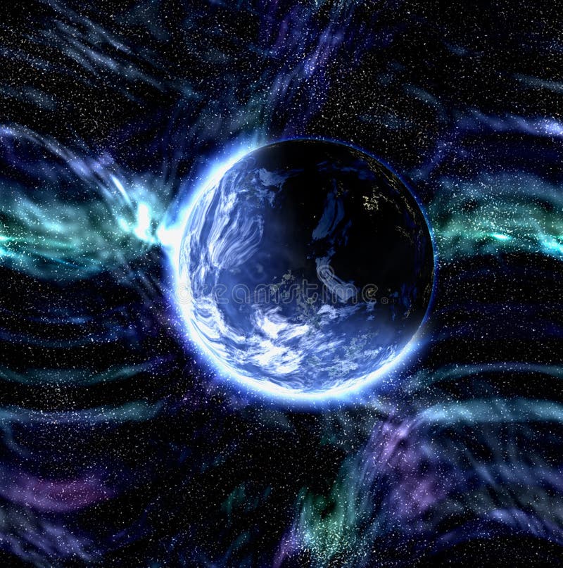 One Side Shadow of Planet. Cosmos Sky Backgrounds Stock Illustration ...