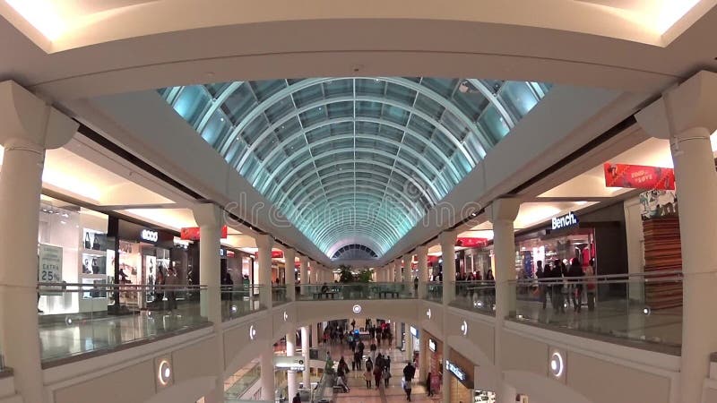 One Side of Shopping Mall with Wide Angle Camera Shot Stock Footage ...