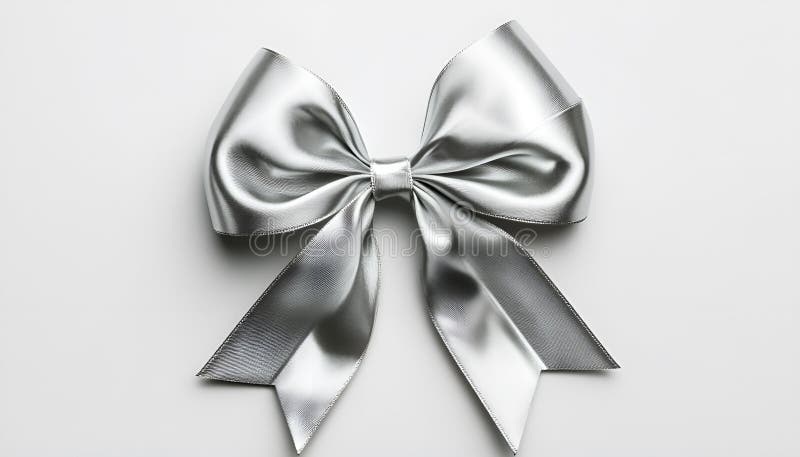 One Silver Bow Isolated on White, Top View Stock Image - Image of ...