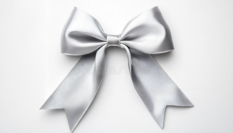 One Silver Bow Isolated on White, Top View Stock Image - Image of ...