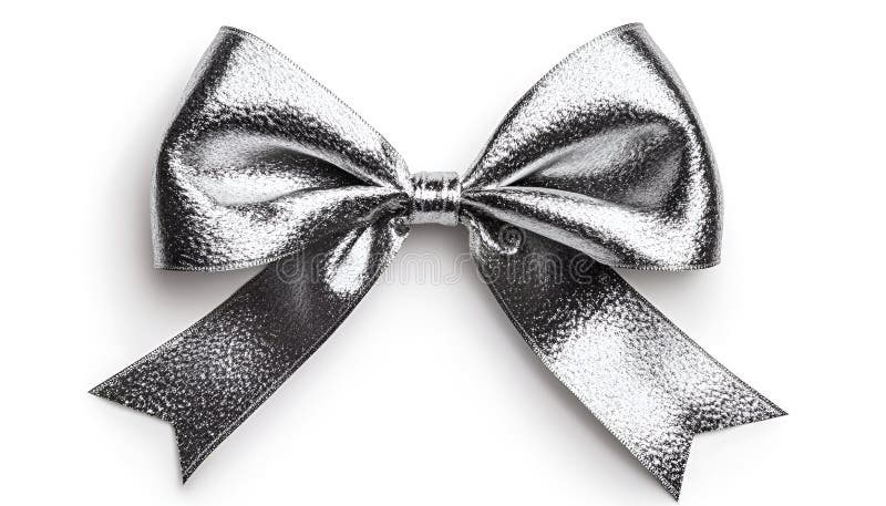 One Silver Bow Isolated on White, Top View Stock Image - Image of ...