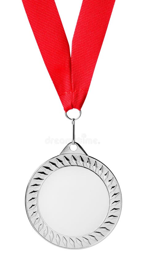 One Silver Medal with Ribbon Isolated on White Stock Image - Image of ...