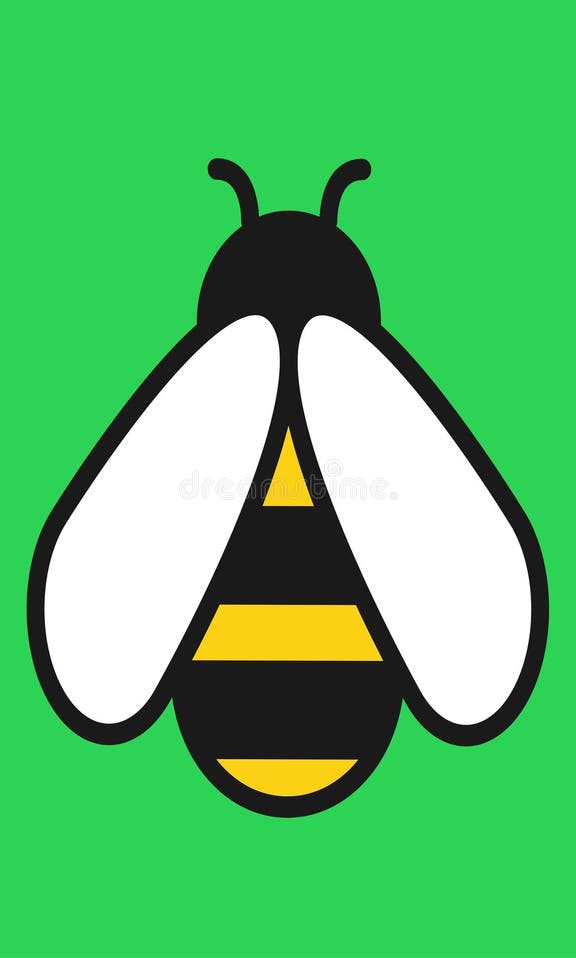 One Single Cute Cartoonish Bee Against a White Backdrop Stock ...