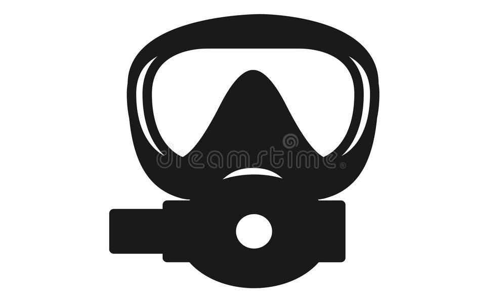 One Single Dive Divers Mask Against a White Backdrop Stock Illustration ...