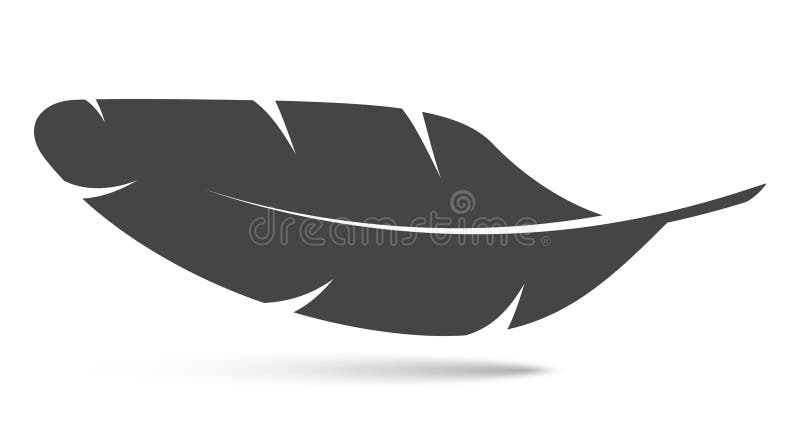 One Single Flying Feather. Flat Vector Illustration Isolated on White ...