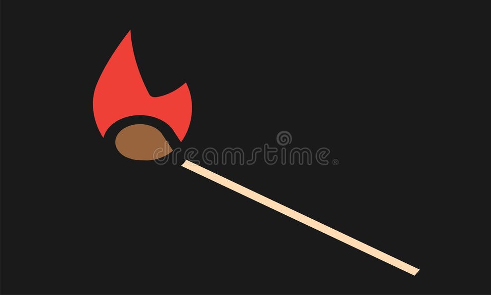 One Single Lighted Match Stick Against a Black Backdrop Stock ...