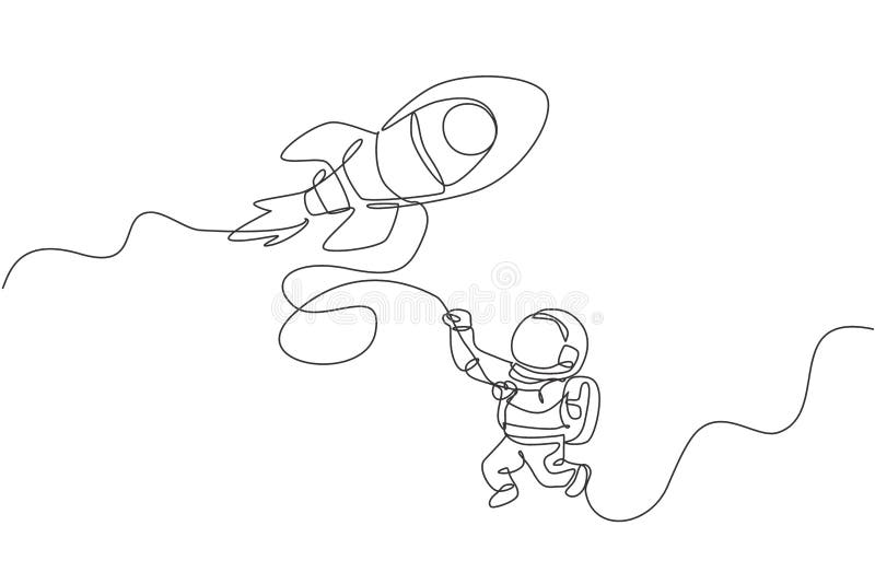 Single Line Drawing Rocket Stock Illustrations – 227 Single Line ...